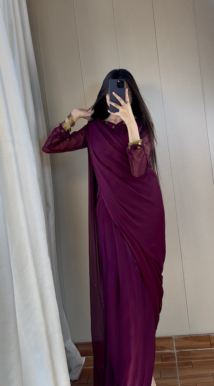 Gulbahar Chiffon Saree Stitched – Style Nest